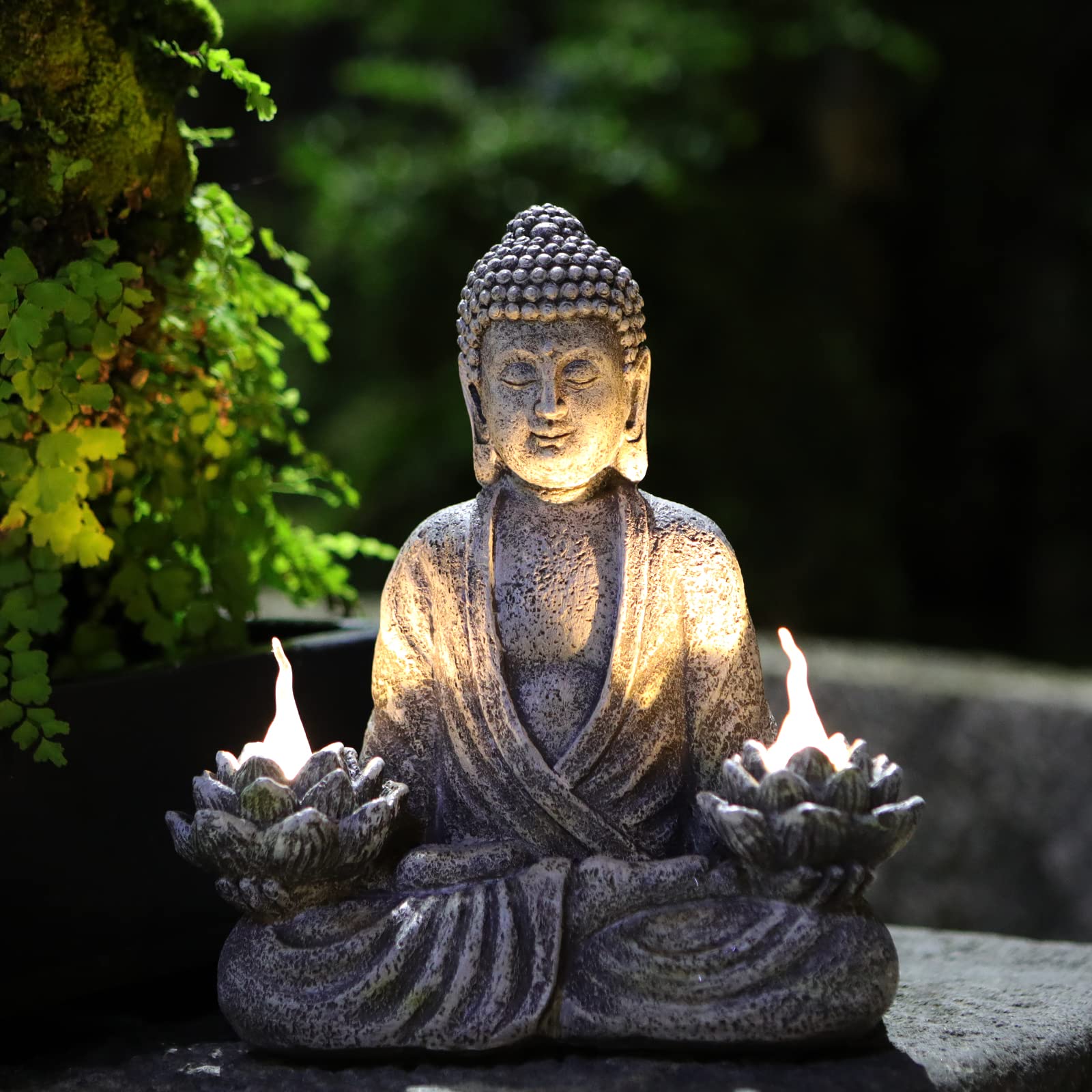 IVCOOLE Buddha Statue Zen Sculpture ,Outdoor Indoor Sculpture Garden Decorations for Patio,Outdoor Wall Decor Pool or Porch