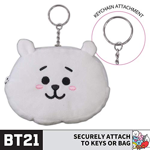 Concept One BT21 LINE FRIENDS Small Coin Purse Wallet with Keychain, RJ, One Size