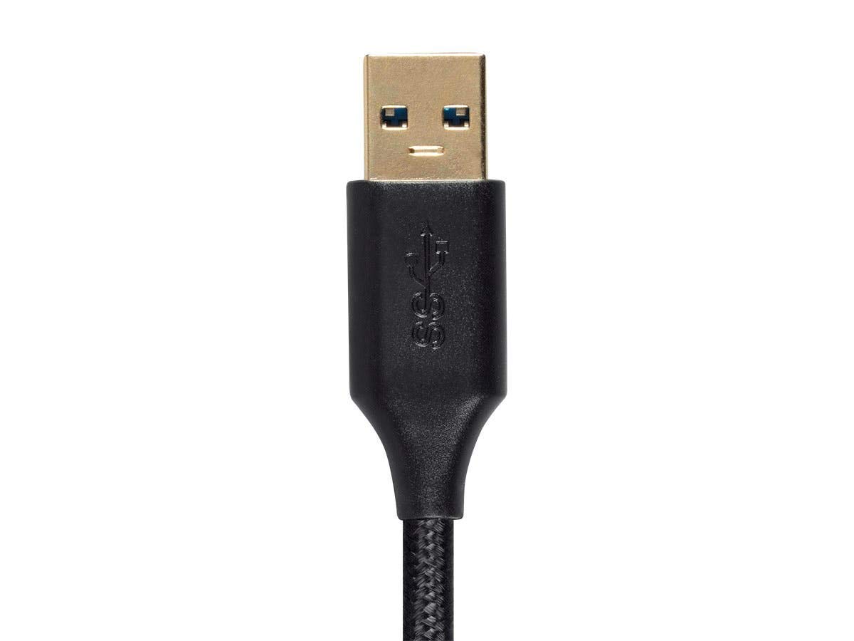 Monoprice USB 3.0 Premium Extension Cable - Type-A Male to Type-A Female, Braided Nylon Jacket, 3 Feet, Black