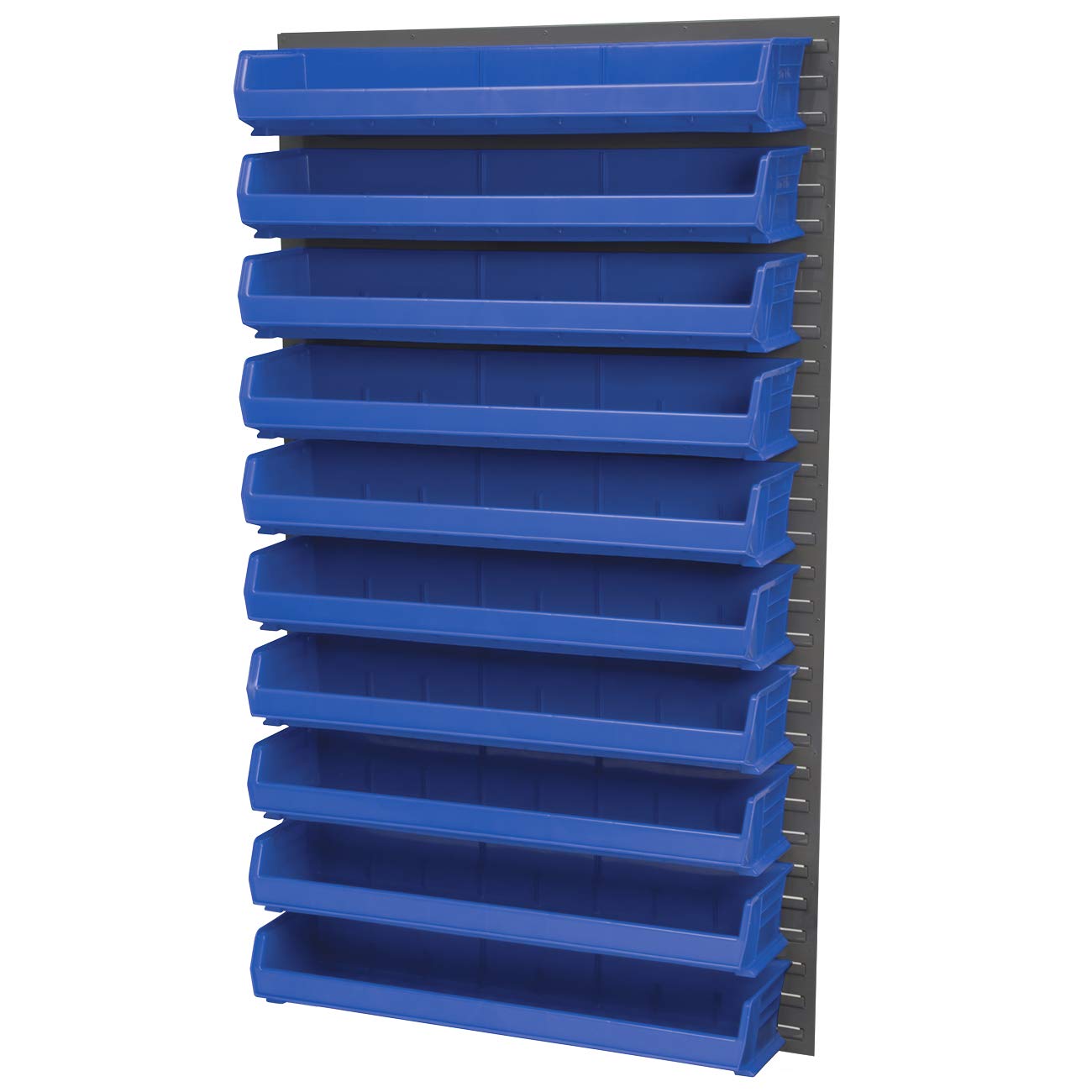 Akro-Mils 30161 Louvered Steel Wall Mount Panel Garage Organizer & 30235 AkroBins Plastic Hanging Stackable Storage Organizer Bin, 11-Inch x 11-Inch x 5-Inch, Blue, 6-Pack