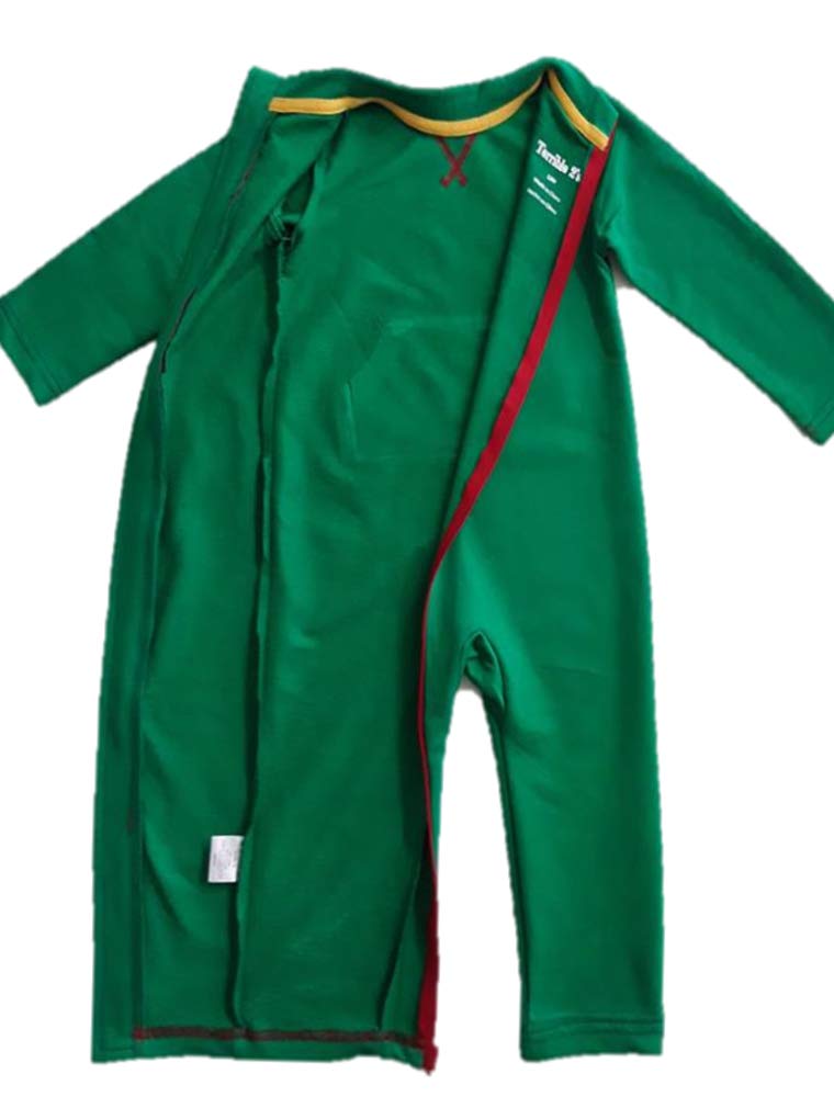 Terrible 2's Strip-Proof Toddler Romper with a Back Zipper in Green/Red (5T)