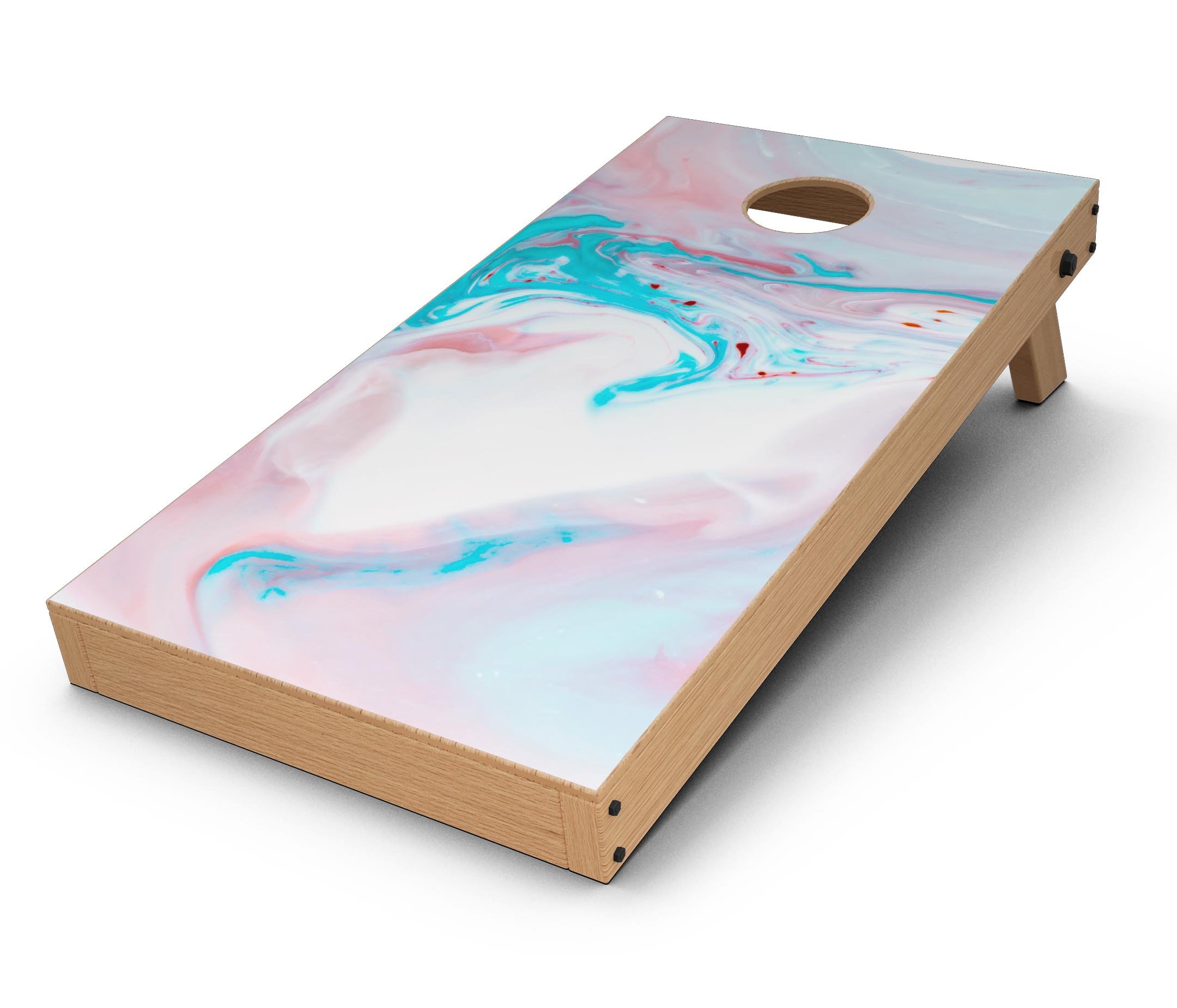 Design Skinz Marble Skin Set for Cornhole (Skin Only) - Marbleized Teal and Pink V2