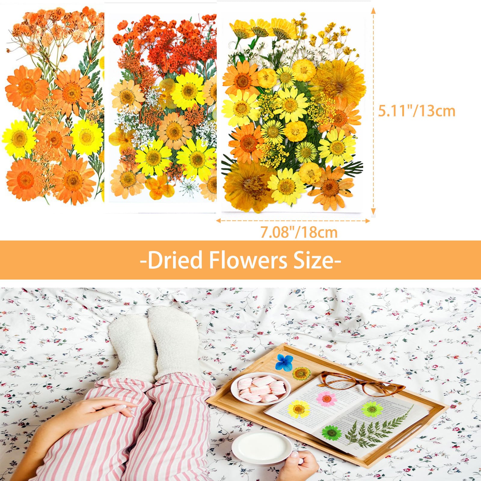 90Pcs Dried Pressed Flowers β 3 Pack Natural Dried Flower Herbs Kit for Scrapbooking, Resin Jewelry, Card Making, Soap and Candle Making