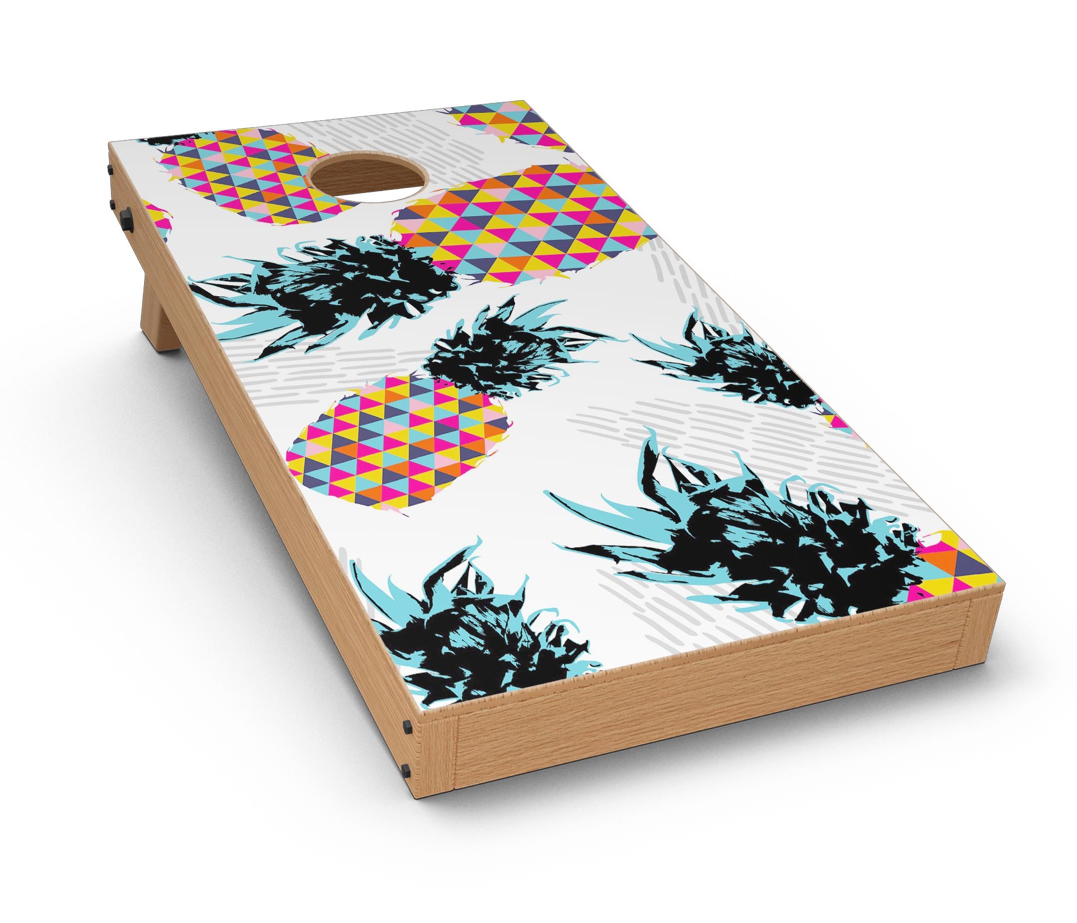 Design Skinz Summer Tropical Skin Set for Cornhole (Skin Only) - Retro Summer Pineapple v3