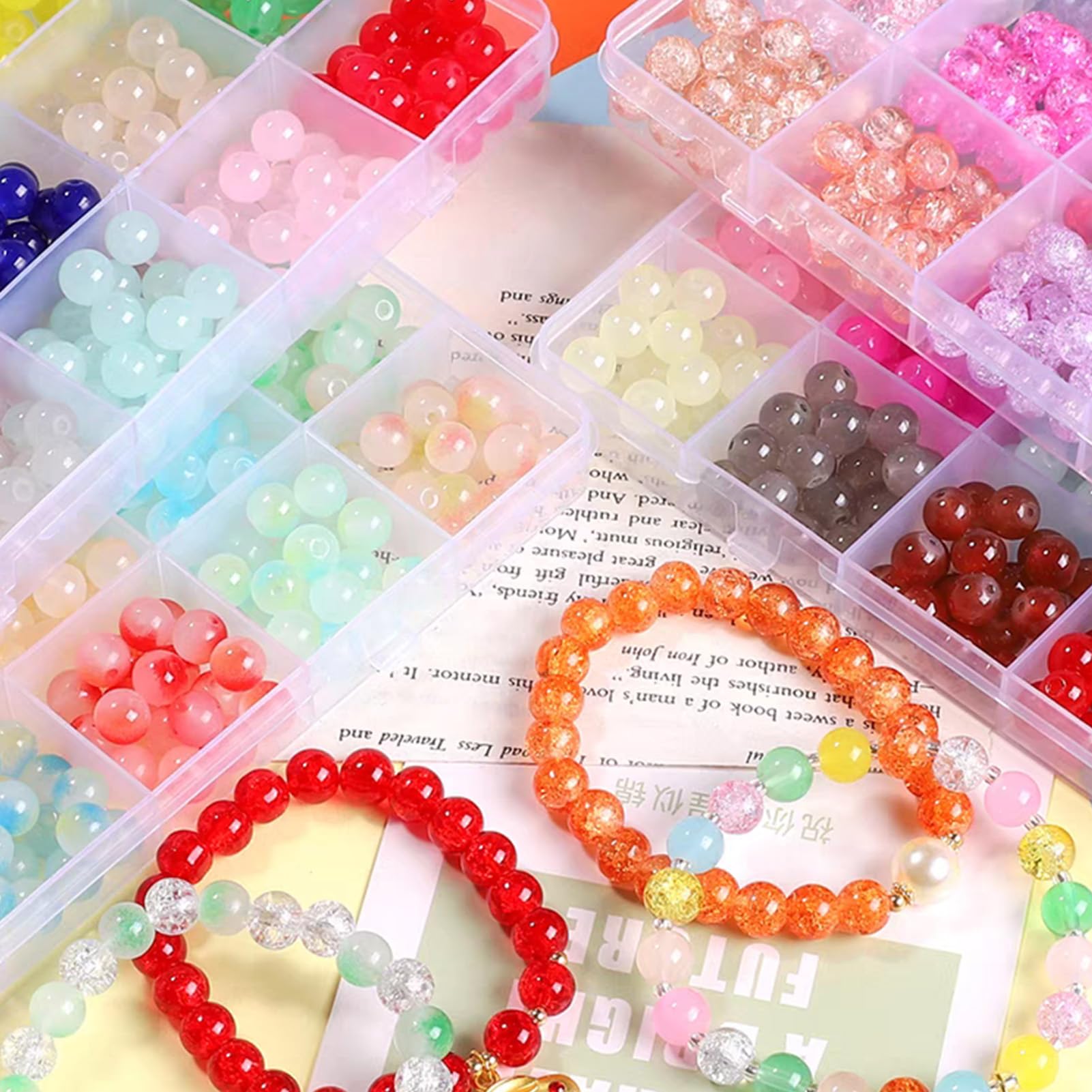RYKOMO 4 Pack Clear Plastic Organizer Box 36 Grids Plastic Organizer Box with Fixed Dividers Clear Storage Container Jewelry Box for Beads Art DIY Crafts Jewelry Hair Accessories