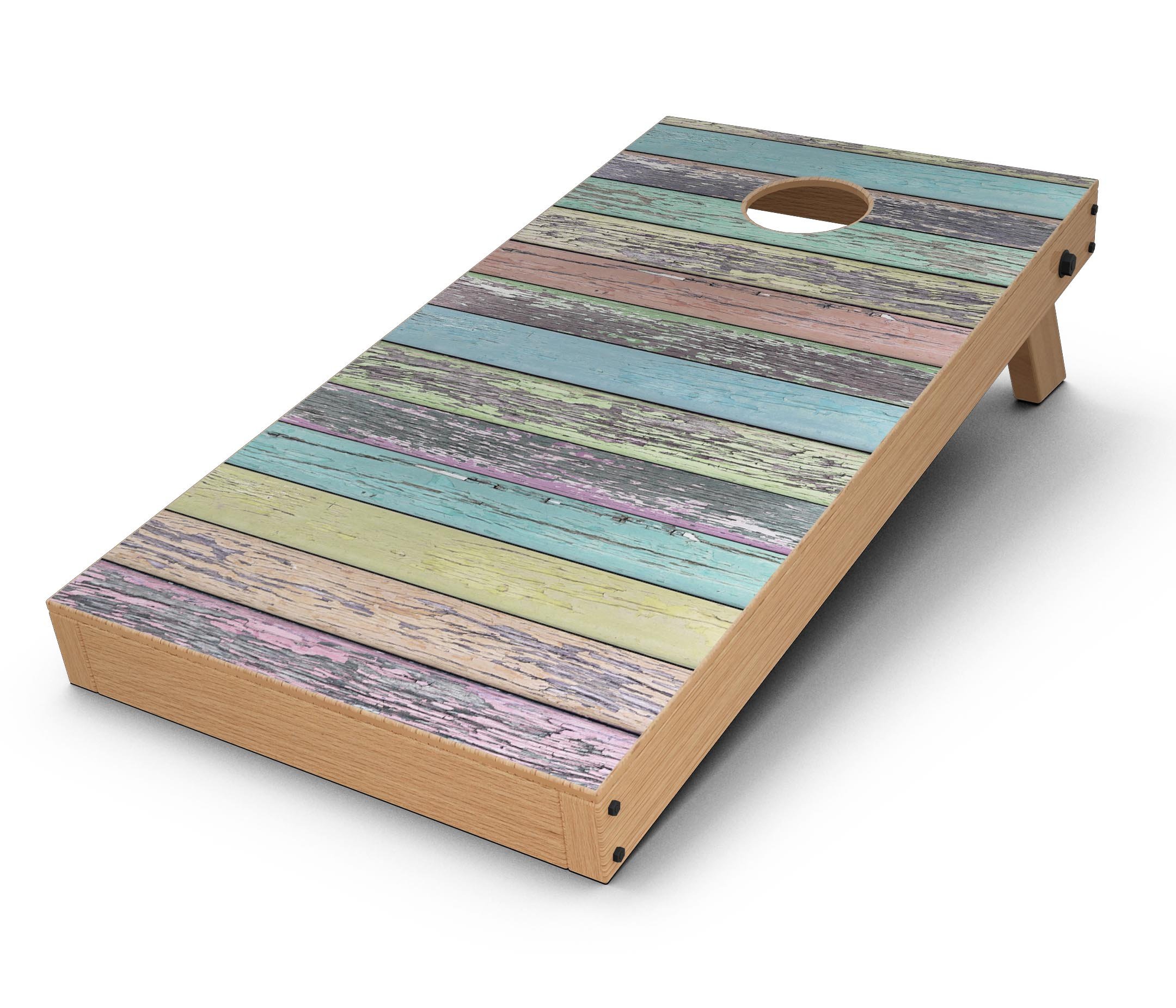 Design Skinz Wood Skin Set for Cornhole (Skin Only) - Chipped Pastel Paint on Wood
