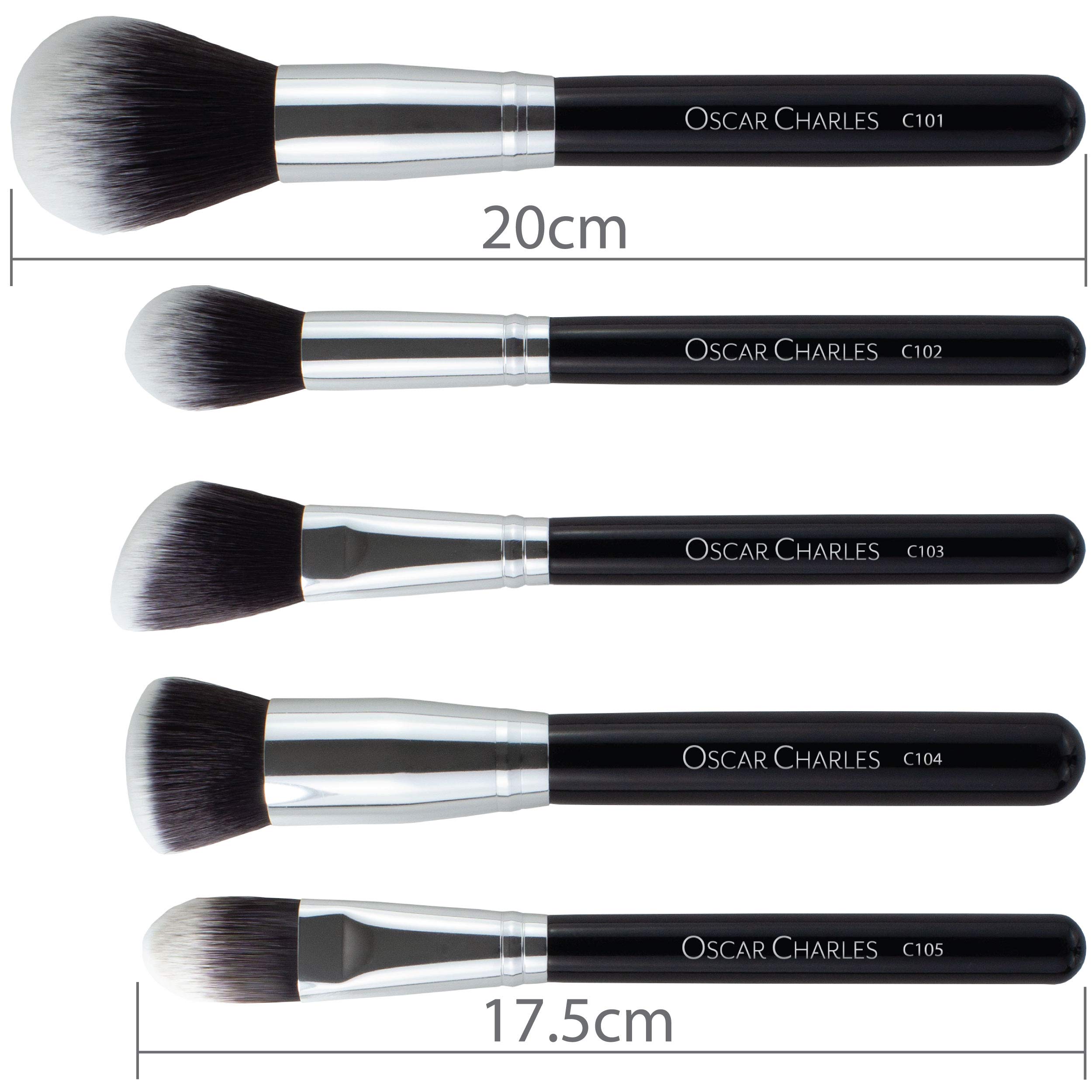 Oscar Charles 17 Piece Professional Makeup Brush Set: Make up brushes with Case, Beauty Blender, Brush Cleaner, Product Guide and Gift Box
