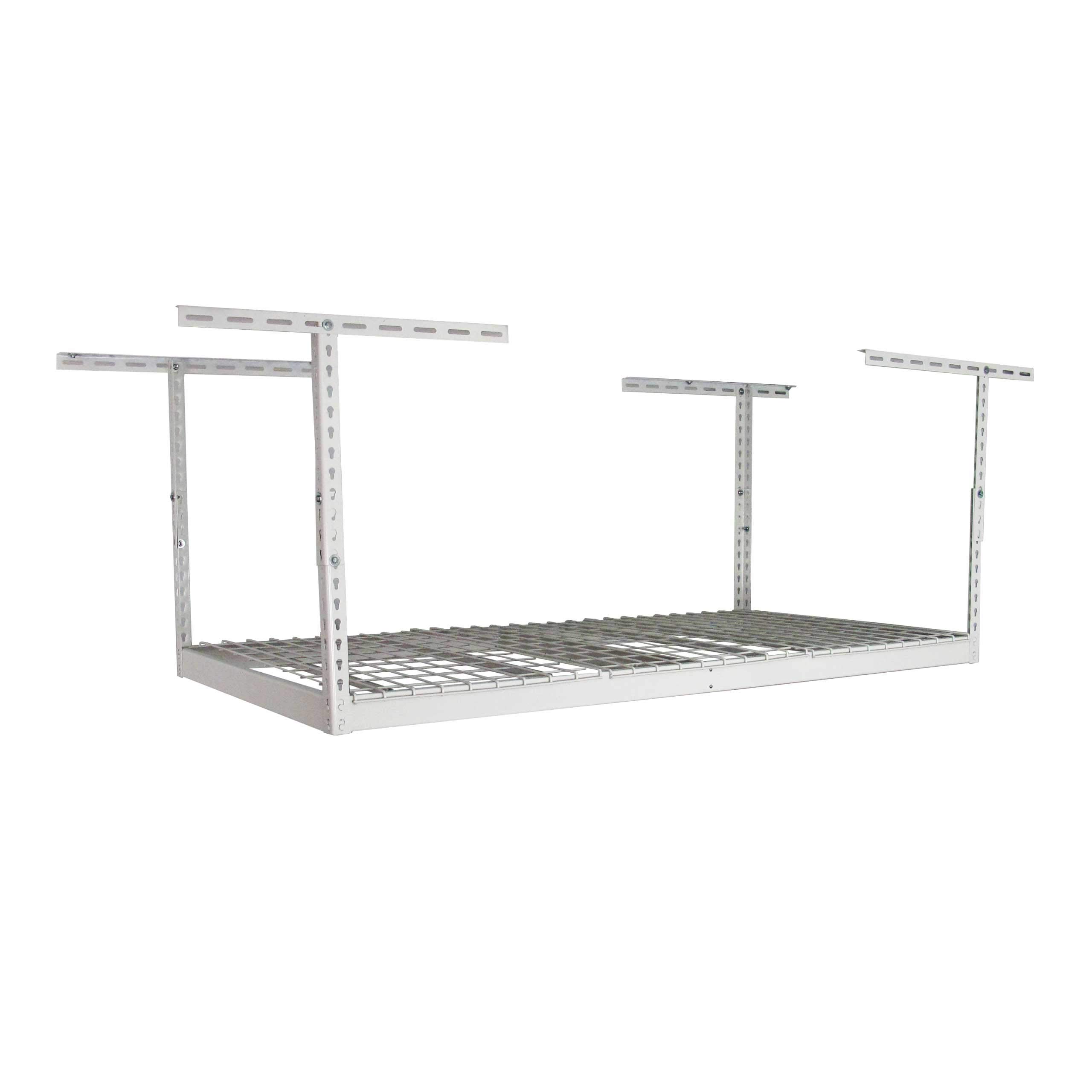 MonsterRax Overhead Garage Storage Rack - Heavy Duty Racks for Garage with 400 lb Capacity, Easy Garage Shelving, Adjustable Storage Rack, Ceiling Mount Storage Shelves 3x6 White (18"-33")
