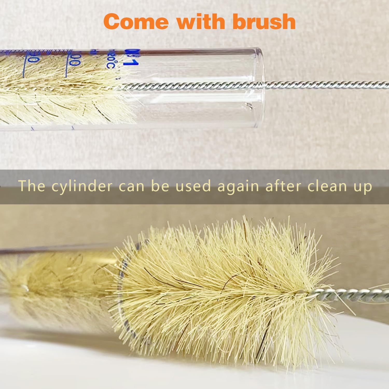 Thick Glass Graduated Cylinder Measuring Liquid Lab Hexagon Base Cylinders Come with Cylinder Brush (Glass, 50ML)