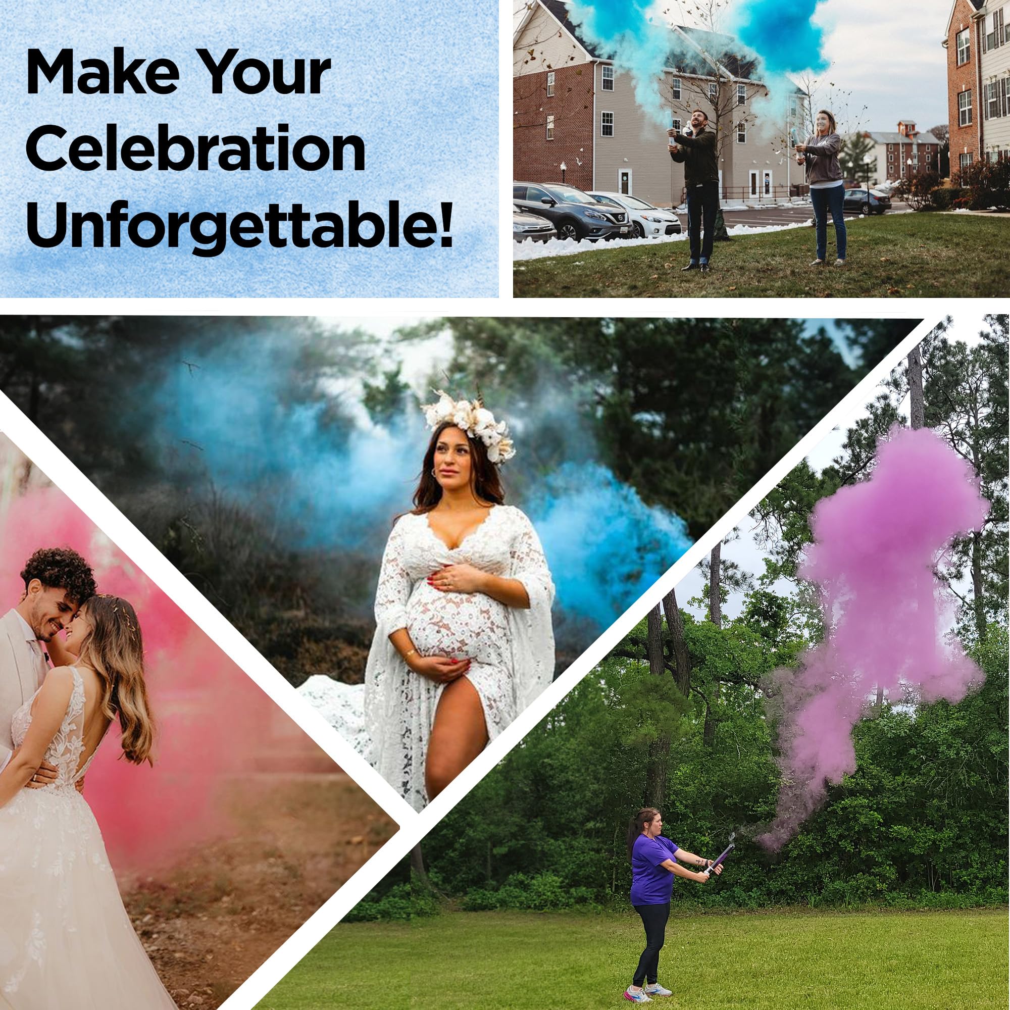 Blaise Pyro & Party Powder Poppers - Colorful Cannons for Birthdays, Weddings, Anniversaries, & More – Designed to Break Down Naturally, Easy to Use for Photoshoot & Celebrations - 16", 4 Pack, Purple