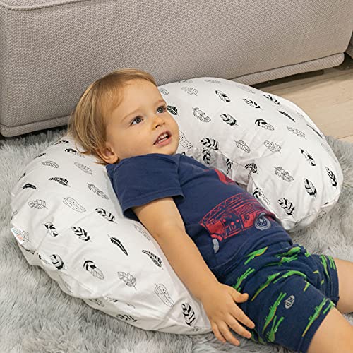 ALVABABY Nursing Pillow Cover Slipcover,100% Organic Cotton,Soft and Comfortable,Feathers Design,Maternity Breastfeeding Newborn Infant Feeding Cushion Cover, ZT01