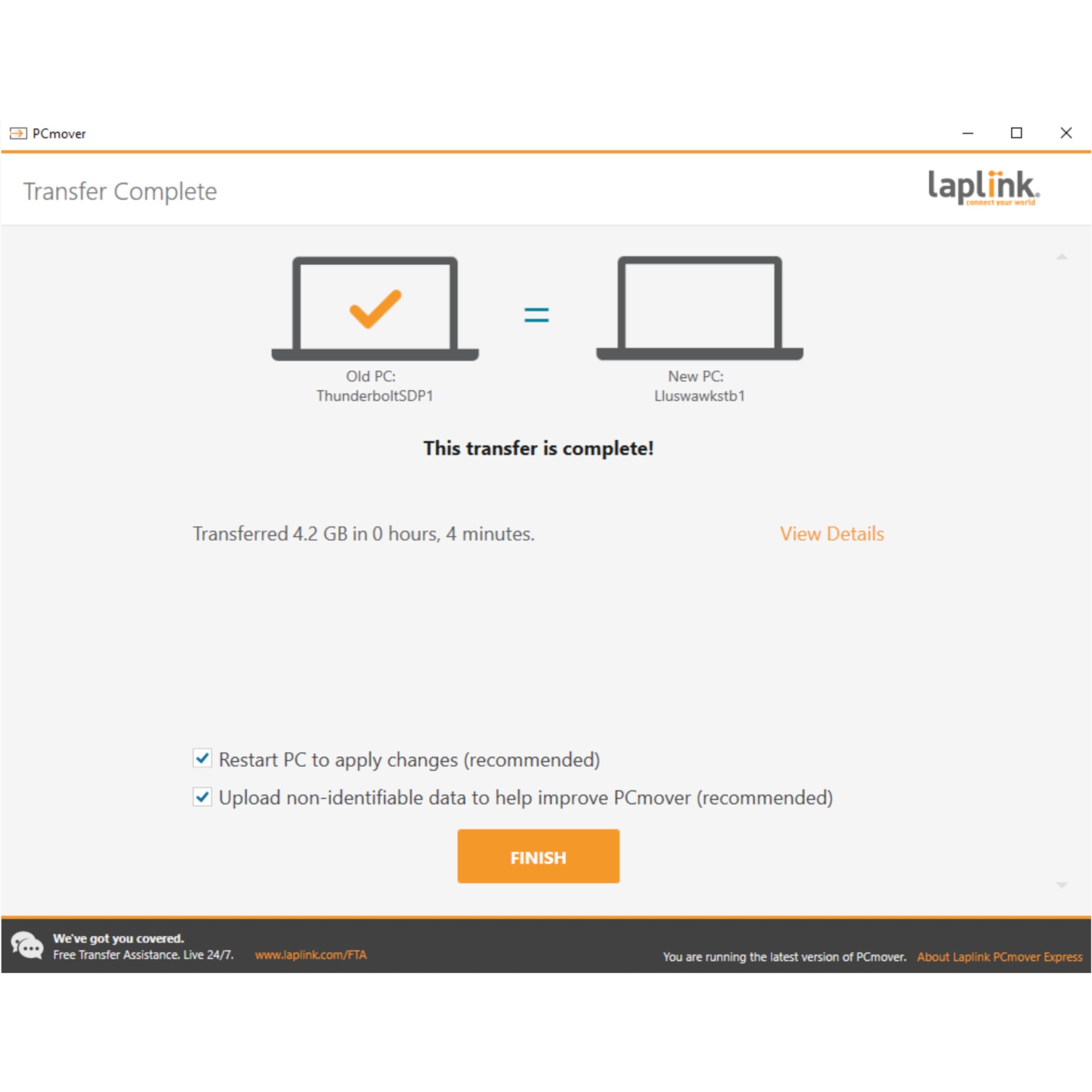 LAPLINK Easy Transfer Cable for Windows, Includes PCmover Express Software and USB 2.0 PC to PC Cable, Single Use License, Transfers Files, Settings, and User Profiles. Compatible with Windows 11