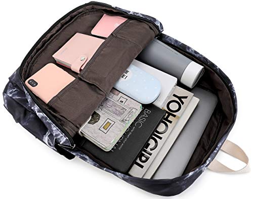 Bluboon School Backpack Teens Girls Boys Kids School Bags Bookbag with Lunch bag pencil pouch (Black)