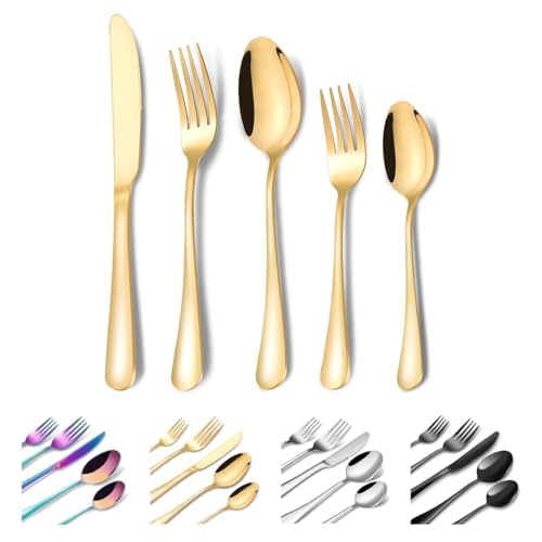 ITITT 60-Piece Silverware Set,Silverware Set for 12, Stainless Steel Flatware Cutlery Set For Home Kitchen Restaurant Hotel, Kitchen Utensils Set, Mirror Polished, Dishwasher Safe