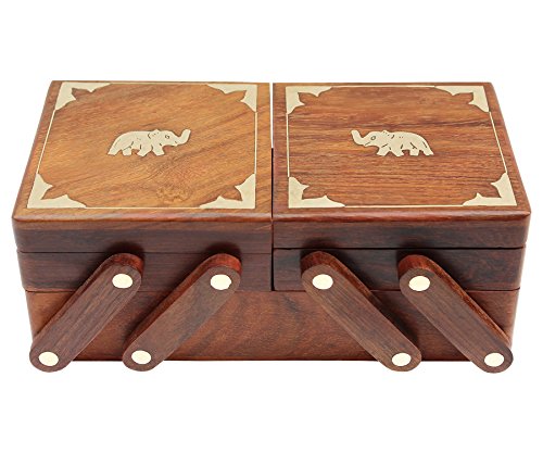 ITOS365 Handmade Wooden Jewelry Box/Case/Storage for Women Jewel Organizer Gift Items Brown