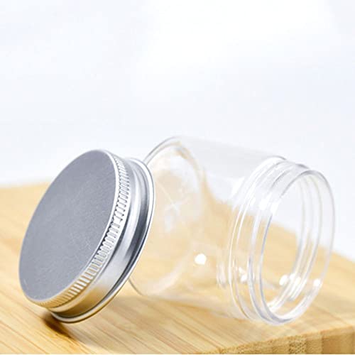 4pcs 50G Clear Plastic Jar With Aluminum Lids Empty Face Cream Cosmetic Container Sliver Travel Refillable Bottles Box