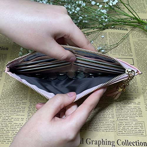 FuSi Women Bright Sweet Pu Purse Ultra-Thin Long Wallet Handbag (Pink), FSUS0074