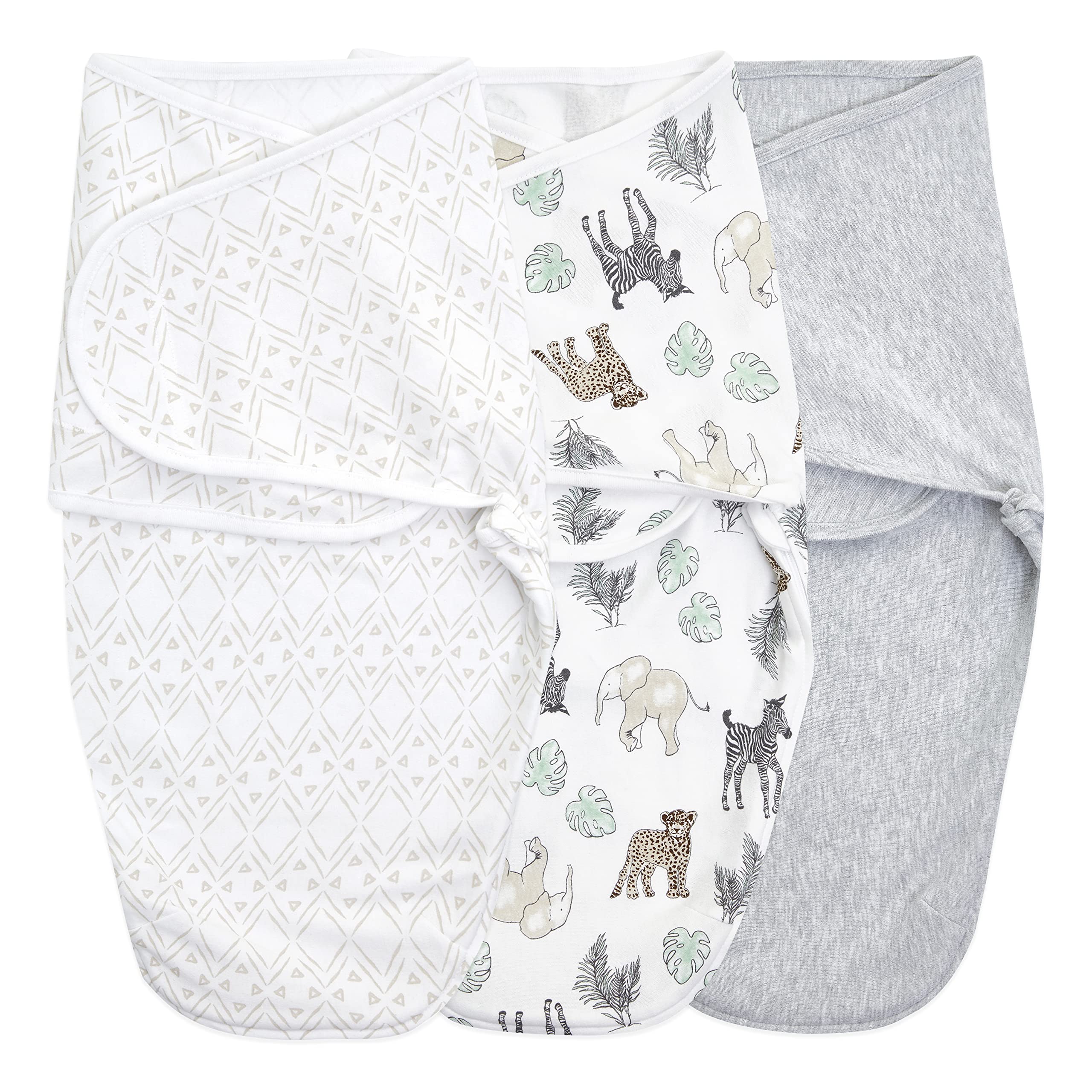 aden + anais, Cotton Knit Baby Wrap, Newborn Wearable Swaddle Blanket, 3 Pack, Multicolor Toile, 0-3 Months, Small/Medium