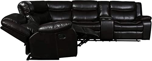 Blackjack Furniture Marsden Modern Leather Air Reclining Living Room Sectional, Brown