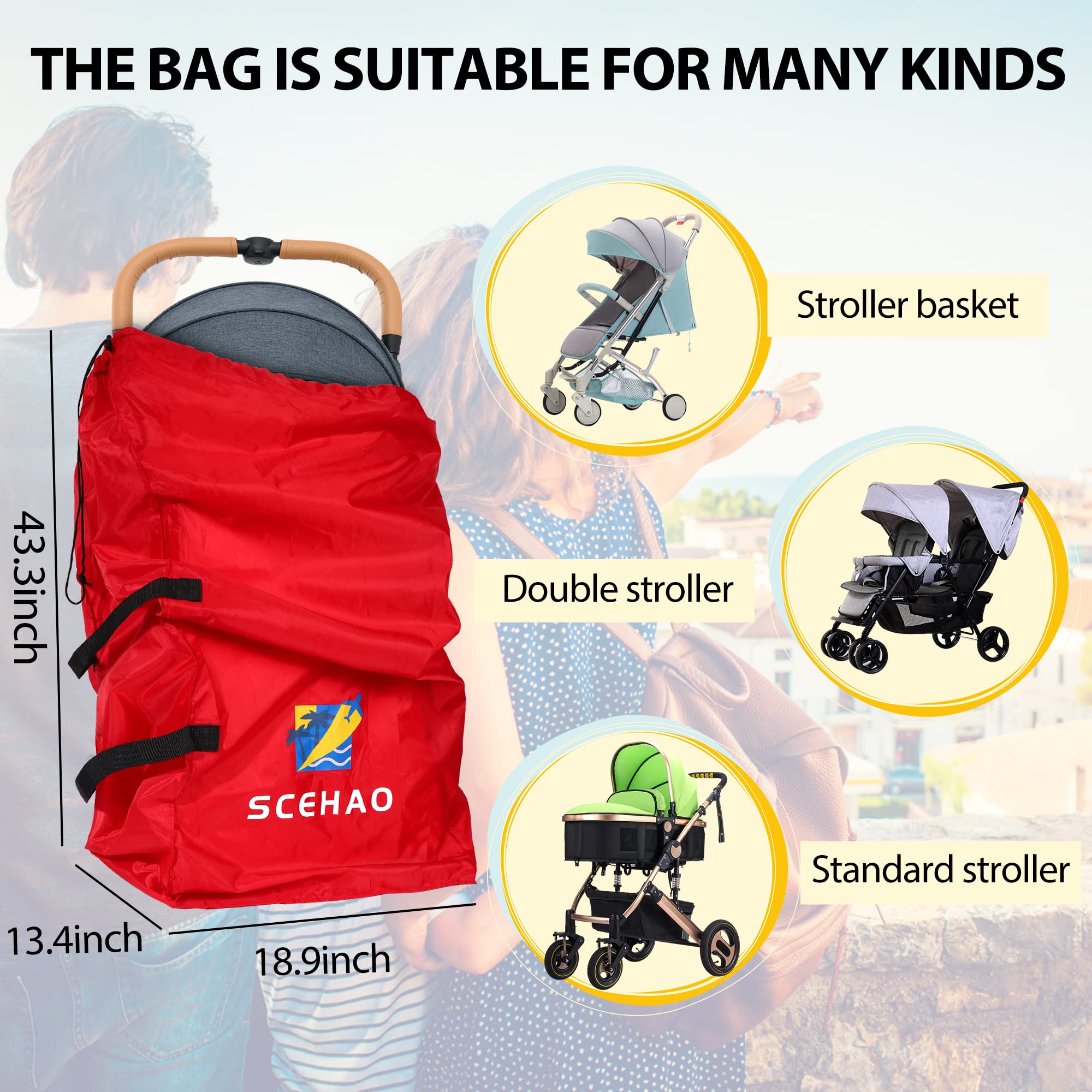 Car Seat Travel Bag and Stroller Bag for Airplane (Red Set)