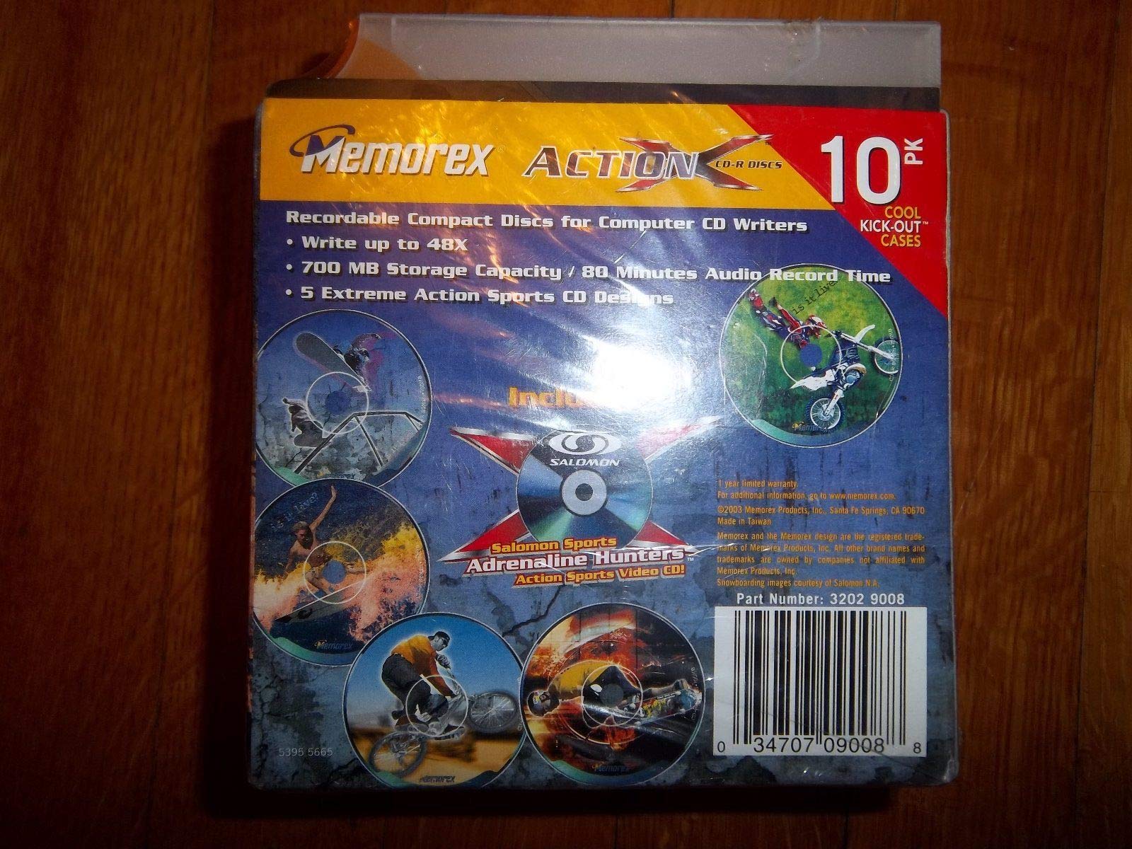 Memorex Action X CD-R Discs 10 Pack Motocross X Games Salomon Sports Adrenaline Hunters CD Included