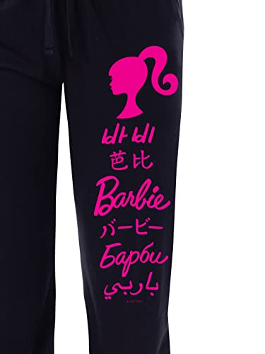 Barbie Womens' All Around The World Languages Title Sleep Pajama Pants (X-Large) Black