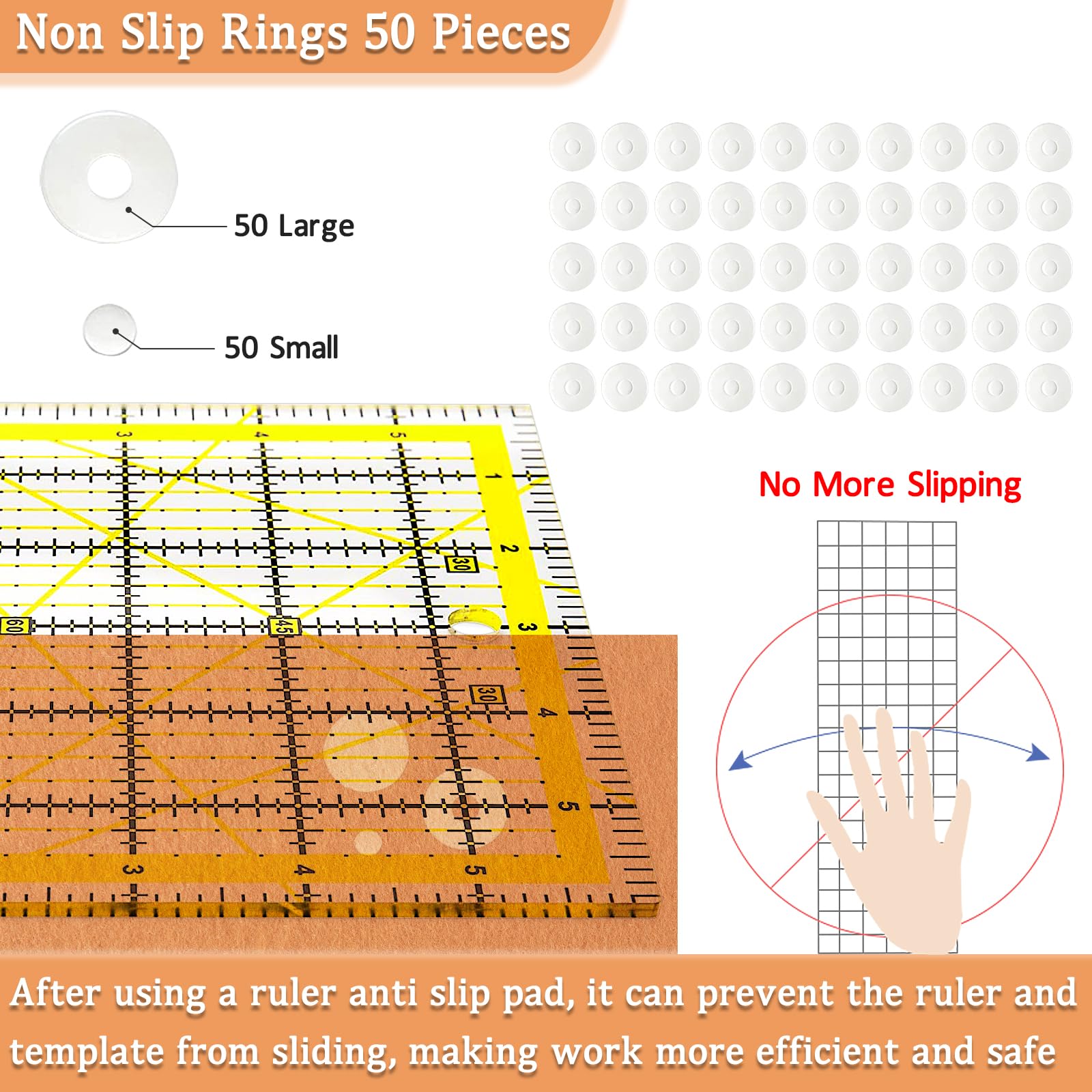 VPVPV 4 Piece Quilting Ruler,Acrylic Square Ruler,Quilting Templates,with Non Slip Rings 25 Pieces(4.5“X4.5”、6“X6”、9.5“X9.5”、12.5“X12.5”) (Yellow)