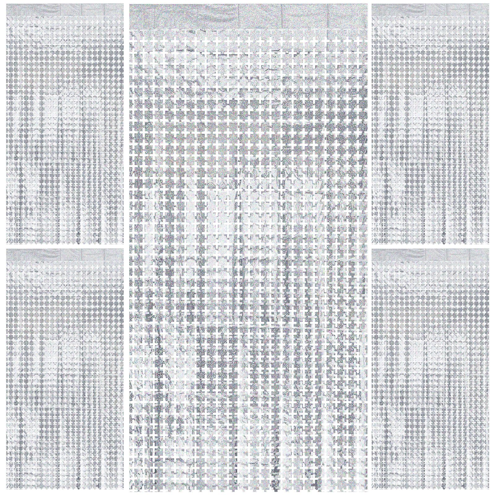 Silver Streamers Metallic Tinsel Foil Fringe Curtains, Door Streamer Photo Booth Backdrop for Birthday Graduation Engagement Bridal Shower Bachelorette Baby Shower Disco Party Decorations