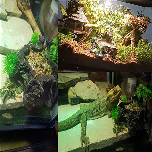PINVNBY Resin Reptile Platform Artificial Tree Trunk Reptile Tank Decor Food Water Dish Bowl for Bearded Dragon,Lizard, Gecko, Water Frog,Snake