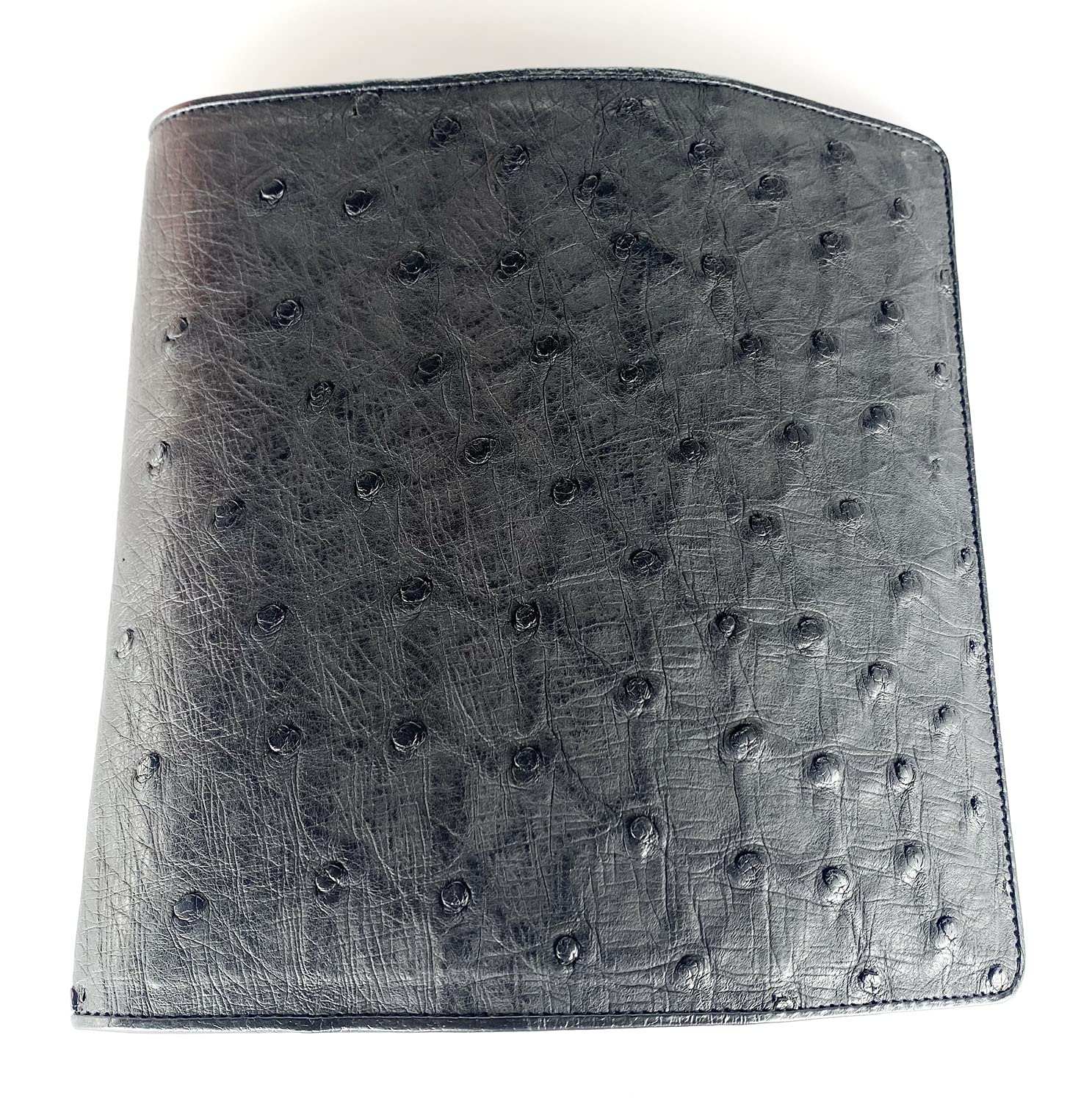 Julie Genuine Real Ostrich Skin Leather Trifold Clutch Long Black Wallet