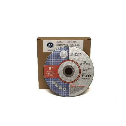 Benchmark Abrasives 6" Pro Metal Self-Sharpening Steel Cutting Cutoff Wheel .045" Thick 7/8"Arbor, Angle Grinder Wheel, Grinder Cutting Wheel - 50 Pack