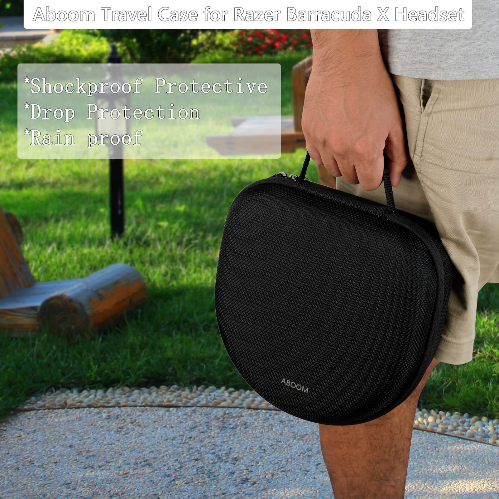 Aboom for Razer Barracuda X (2021 Model) Travel Case - Custom Design for Barracuda X - Ultra Sturdy and Durable - Customization Space for USB-C Dongle and Microphone