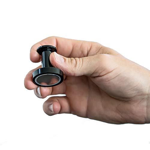 Mavoro Strong Magnetic Hooks for Hanging Coats and Bags. Set of 4 Black Magnet Hooks Heavy Duty Magnets, Neodymium 52 Rare Earth Magnets. Push Pin Style Magnet Hook for Refrigerator, Locker etc