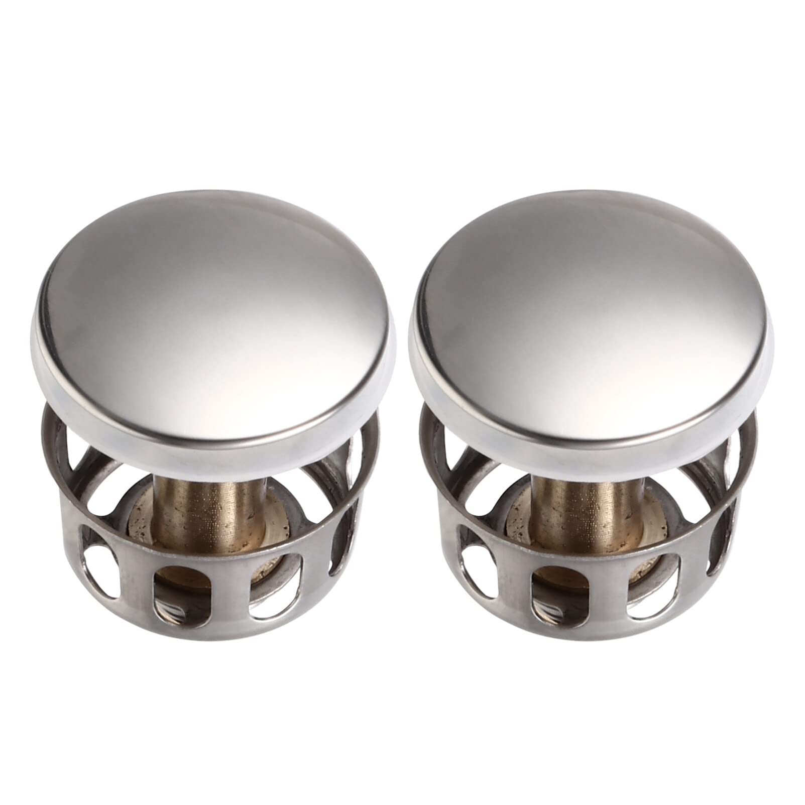 Baluue Wash Basin Bounce Drain Filter, 2pc Universal Bathroom Sink Stopper Stainless Steel Pop Up Bounce Core, Anti Clogging Sink Strainer for Kitchen Bathroom
