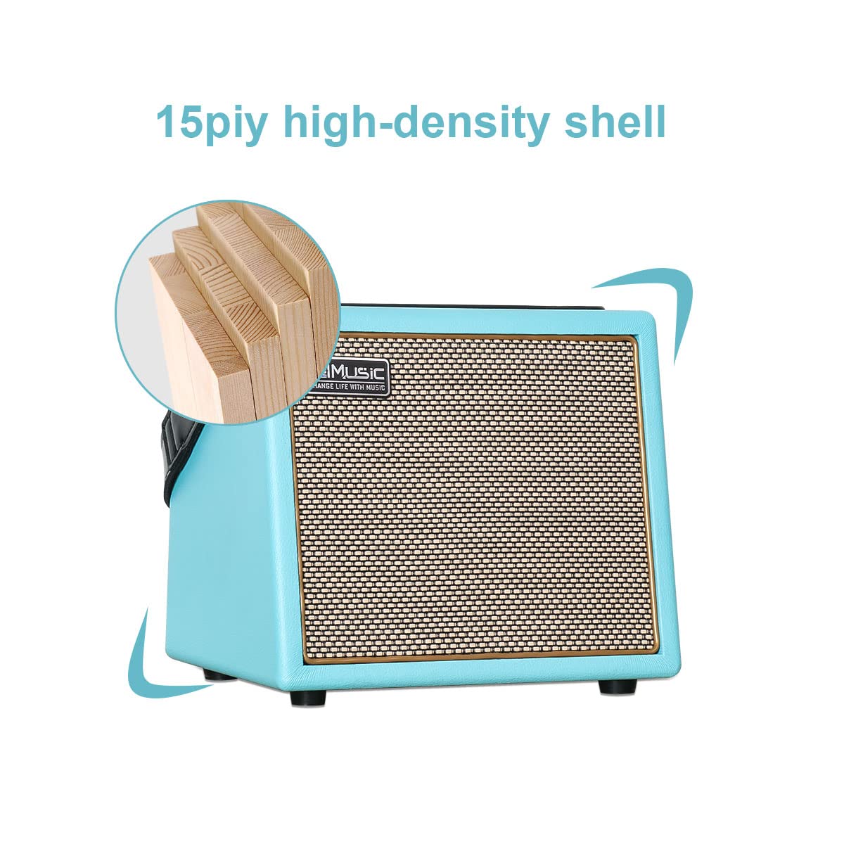 Acoustic Guitar Amplifier, 30 Watt Bluetooth Speaker Rechargeable Portable Amp with Microphone Input Supports Volume Bass Treble Control Reverb Chorus Effect White