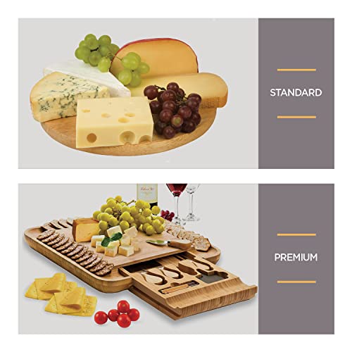 Large Charcuterie Board Gift Set - Bamboo Cheese Board and Knife Set - Wooden Cheese Board Platter - Meat/Cheese Cutting Board with 4 Cheese Knives - Mothers Day Gifts, Housewarming, Wedding Gift