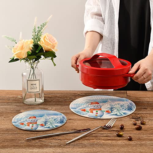 ALAZA Snowman on A Winter Landscape PotHolders Trivets Set Cotton Hot Pot Holders Set Farmhouse Coasters,Hot Pads,Hot Mats for Kitchen Counter Decorative