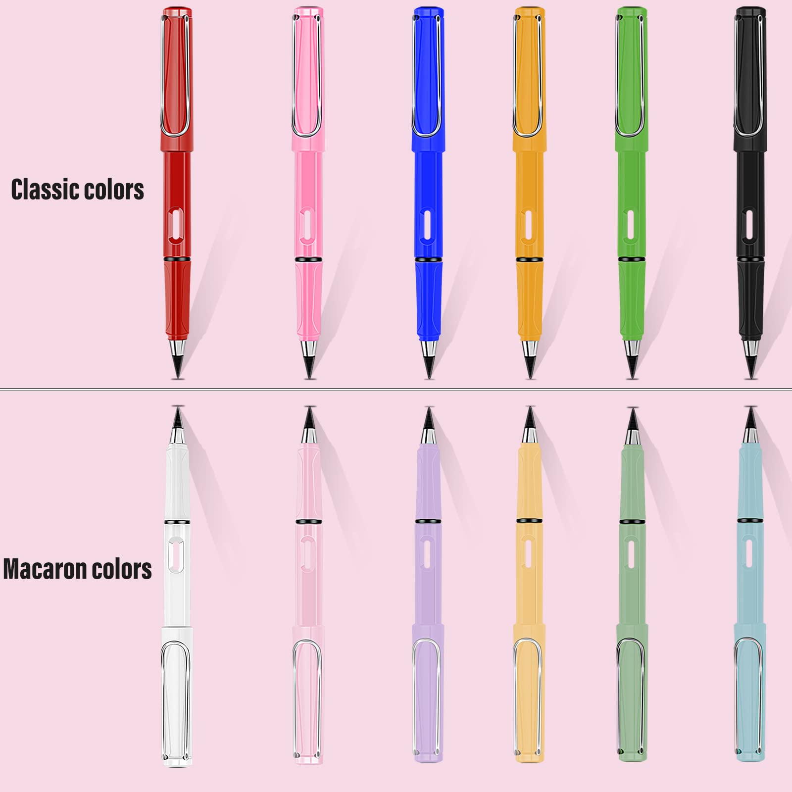Ablink 6pcs Everlasting Pencil, Inkless Pencils Eternal with 6pcs Replacement Nibs, Infinity Pencil Magic Pencils, Portable Reusable Erasable Writing Pencil, for Writing Art Sketch Painting Tool