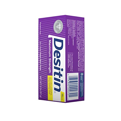 Desitin Maximum Strength Baby Diaper Rash Cream with 40% Zinc Oxide for Treatment, Relief & Prevention, Hypoallergenic, Phthalate- & Paraben-Free Paste, Travel Size, 2 oz (Pack of 6)
