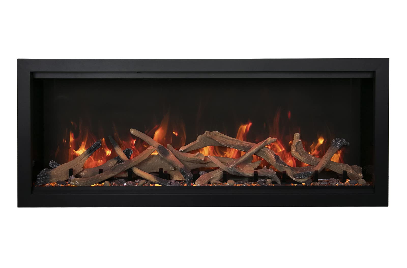 Amantii SYM-50-XT-BESPOKE Symmetry Extra Tall Bespoke 50-inch Indoor/Outdoor Electric Fireplace with Remote, Trim, Drift Log Media, and WiFi/Bluetooth Speaker