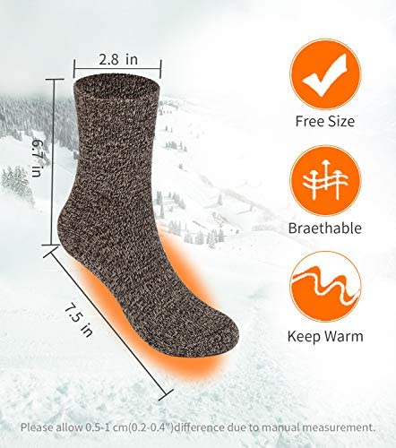 ADFOLF Mens Warm Wool Socks Thick Winter Thermal Stripe Wool Crew Socks (Color_6)