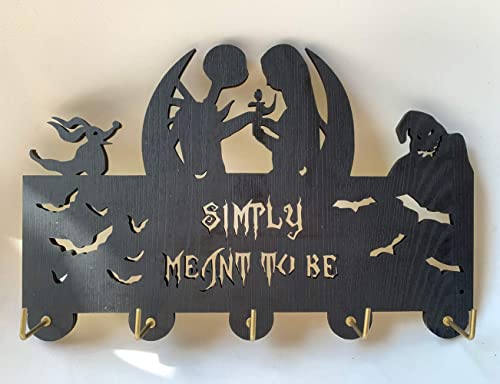 YSdesign The Nightmare Before Christmas Hooks-Jack Skellington Decor Wall Hooks,Wall Décor,Coat Hooks,Key Holder for Wall、Entryway and Kitchen-11.8×7.8Inch、 Black 、Eco-Wood