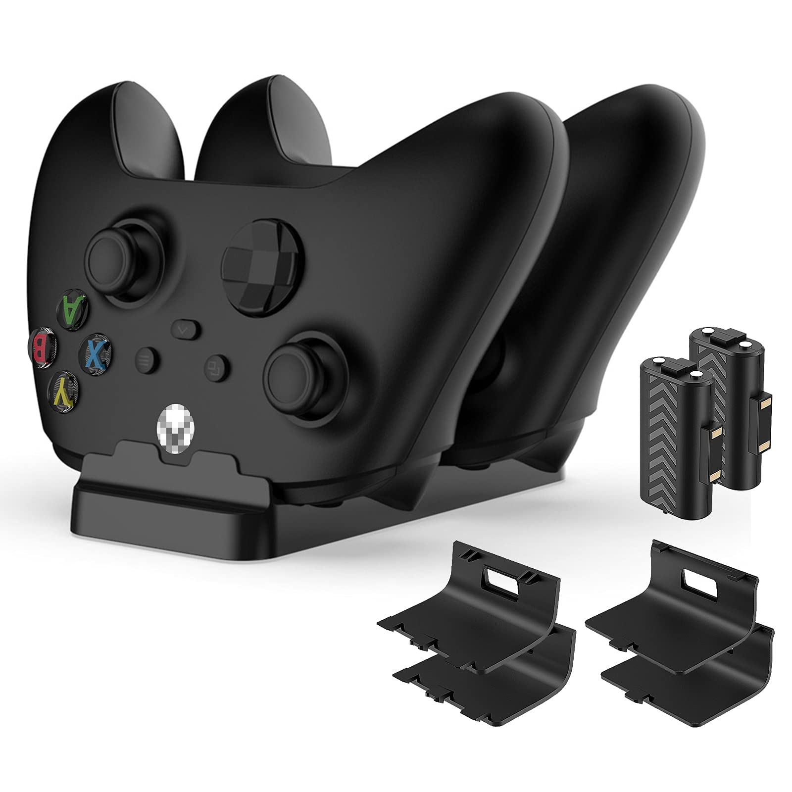 Controller Charging Dock for Xbox Series X, Xbox Series S, Xbox-one S and Xbox-one X with 800mAh Battery Pack and Battery Cover, MENEEA Dual Charger Stand Station Accessories with Charging Cable