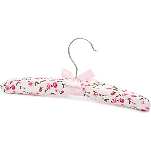 Satin Padded Hangers for Kids Nursery, Pink Floral (9.5 in, 12 Pack)