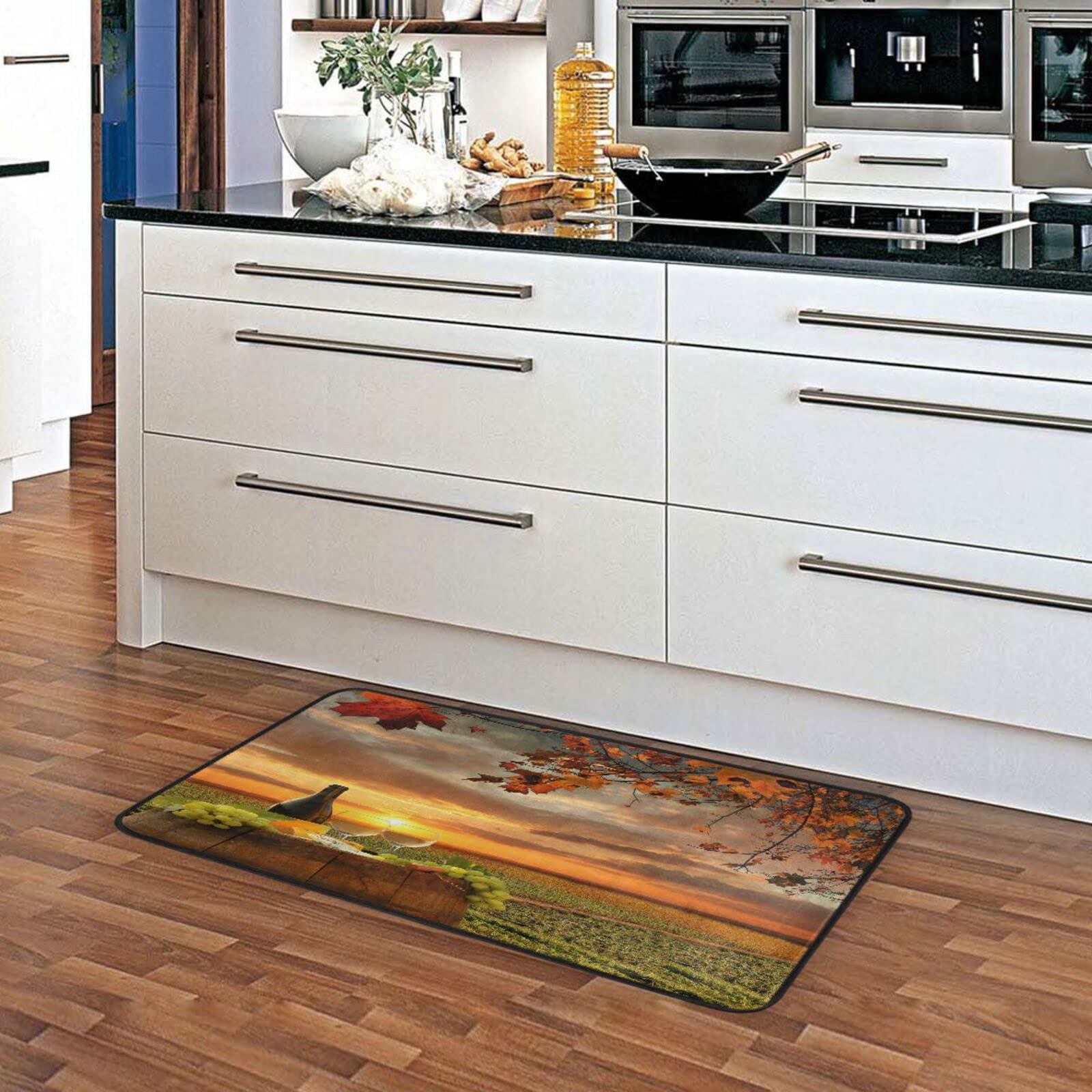 ALAZA White Wine Barrel Vineyard Kitchen Rugs Floor Mat,Non Slip Absorbent Comfort Standing Mat Kitchen Runner Rug for Hallway Entryway Bathroom Living Room Bedroom,39 X 20 Inches