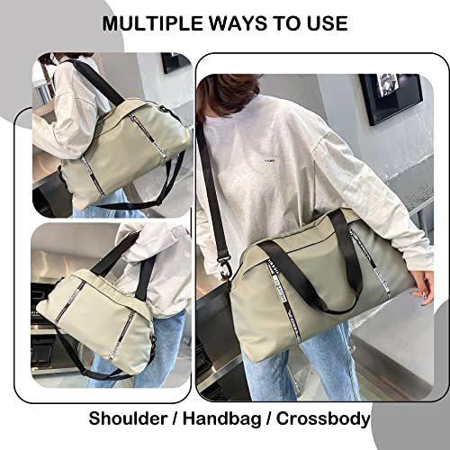 BASICPOWER Travel Duffel Gym Yoga Workout Tote Bag, Waterproof Overnight Weekender Bag, Dry-Wet Separated, with Yoga Mat Storage Tape, Grey