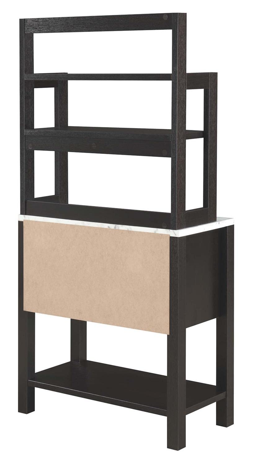 Convenience Concepts Newport Serving Bar, White Faux Marble/Espresso