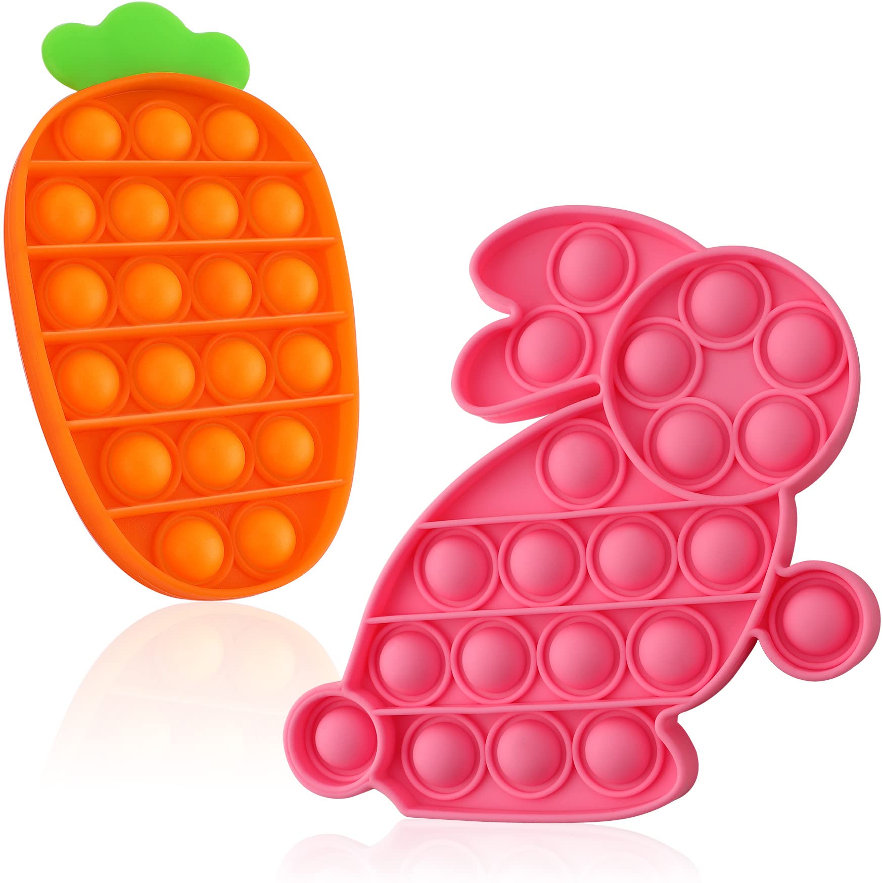 HFATMOS Bunny Pop Fidgets Toys, Silicone Push Pops, Carrot and Rabbit Push Pop, Bubble Fidget Toy for Kids Teens & Adults Rainbow Popper Gifts Poppers Figetget Boys Girls Toddler Toys