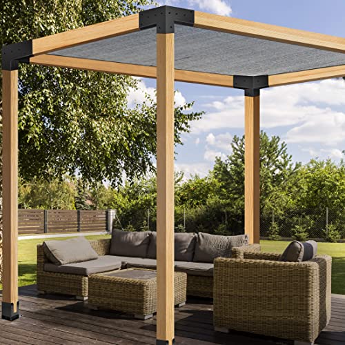 Pergola Brackets 4x4 Pergola Kit – Stainless Steel 3-Way Pergola Bracket DIY Kit Corner Bracket Kit for 4x4 Wooden Beams for Gazebos, Patio Pergolas, Sheds, Black Finish (4 Pack)