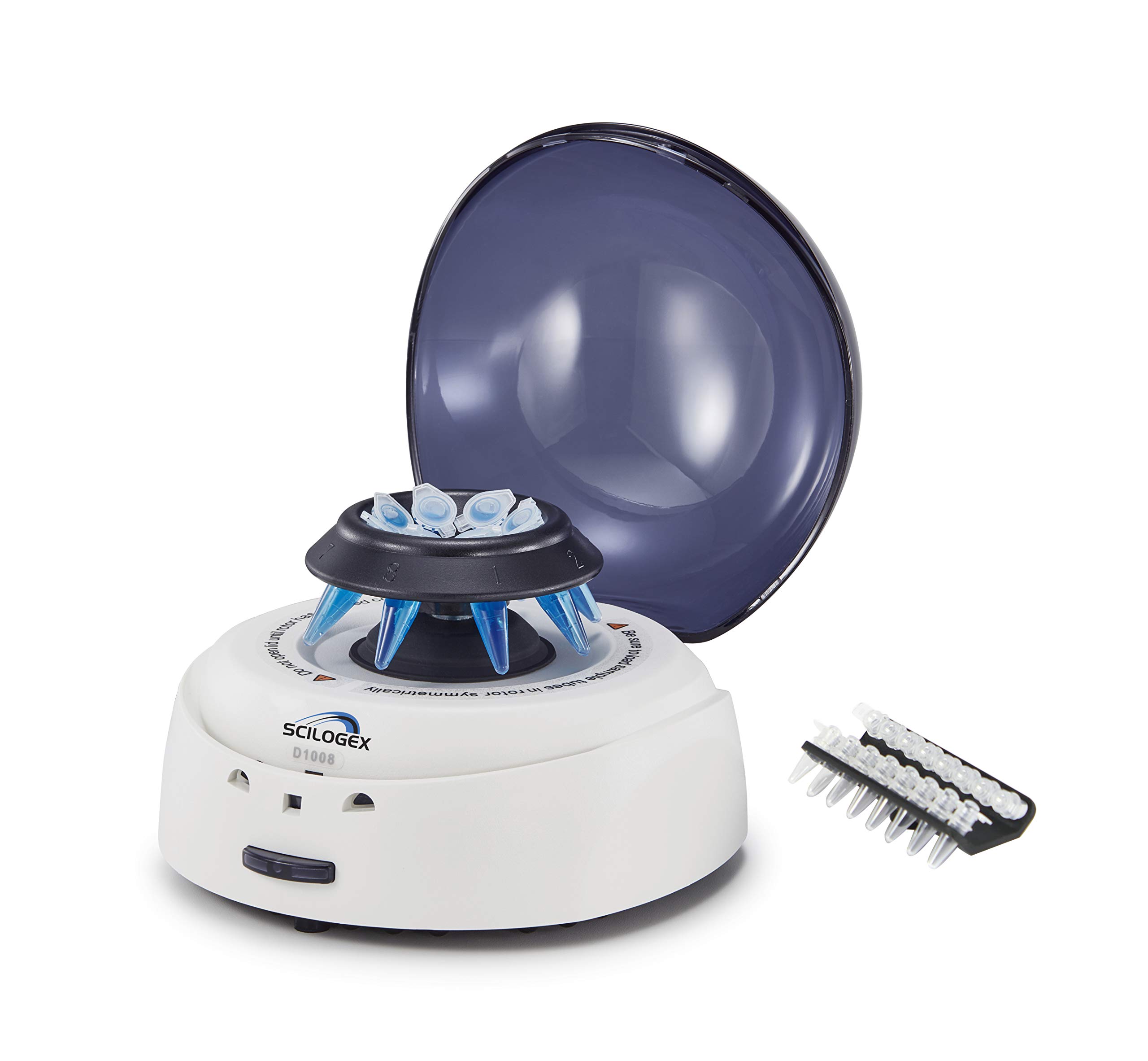 Scilogex EZee Mini Centrifuge for 0.2/0.5/1.5/2.0mL Tubes & PCR8 Strips, Max Speed 7,000 RPM, 2 Year Warranty, Great for Desktop/Benchtop/Laboratory, Blue Lid